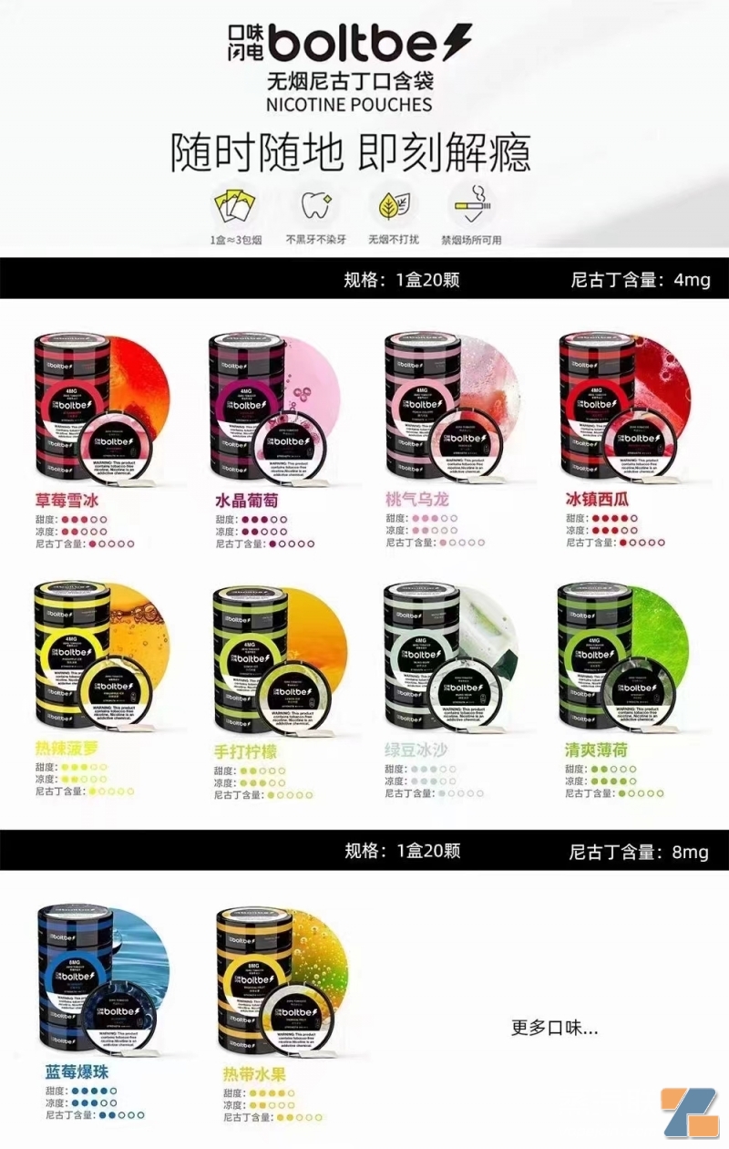boltbe 口味闪电口含烟嘴 瑞典唇齿烟Snus鼻烟强薄荷戒烟替代品_周边配套配件_新品图解_新闻资讯_蒸汽联|电子烟行业之家